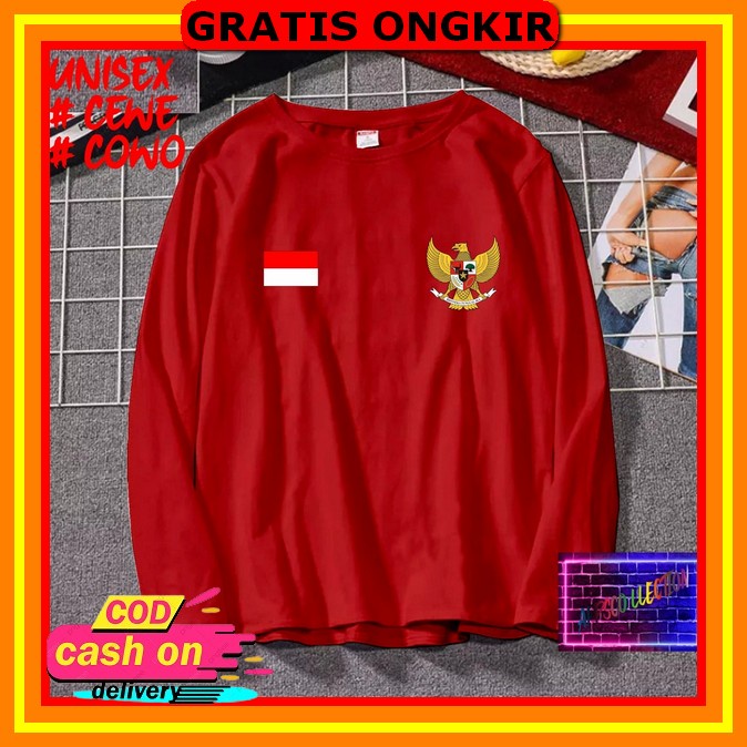 Jual Baju Agustusan 2023 Dewasa Wanita Pria Tujuh Belasan Kaos Hut Ri Ke 78 Lengan Panjang Merah ...