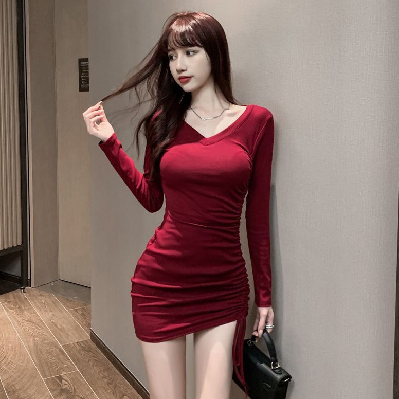 Jual STOK TERBATAS!. Korean Bodycon Side Drawstring Mini Dress/ Mini ...