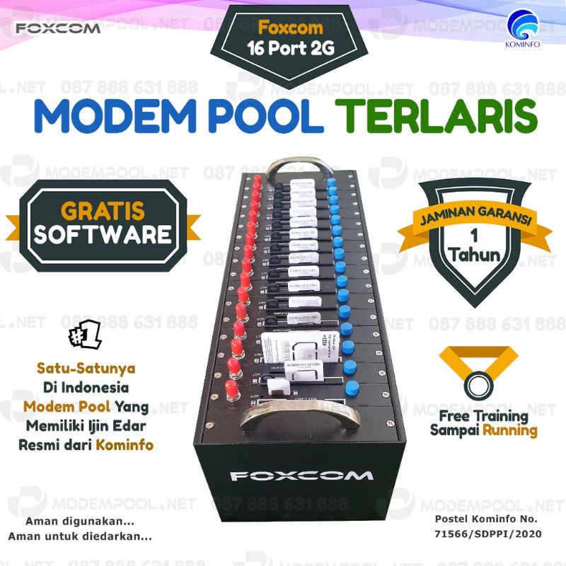 Jual Modem Pool Foxcom 16 Port 2G Alat Dial USSD Massal | Support Smart ...