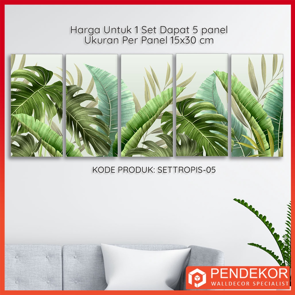 Jual Hiasan Dinding Tema Tropis Isi 1 Set Dapat 5 Panel Pajangan ...