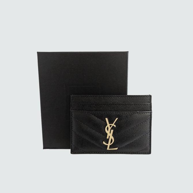 Jual Saint Laurent Ysl Card Holder In Black Ghw | Shopee Indonesia