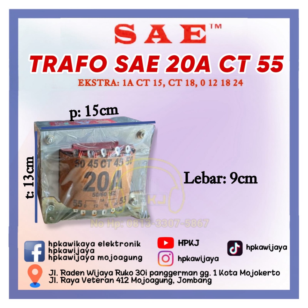 Jual TRAFO TRANSFORMER SAE 20A CT 55 MURNI travo 20 amper ct 55v | Shopee Indonesia