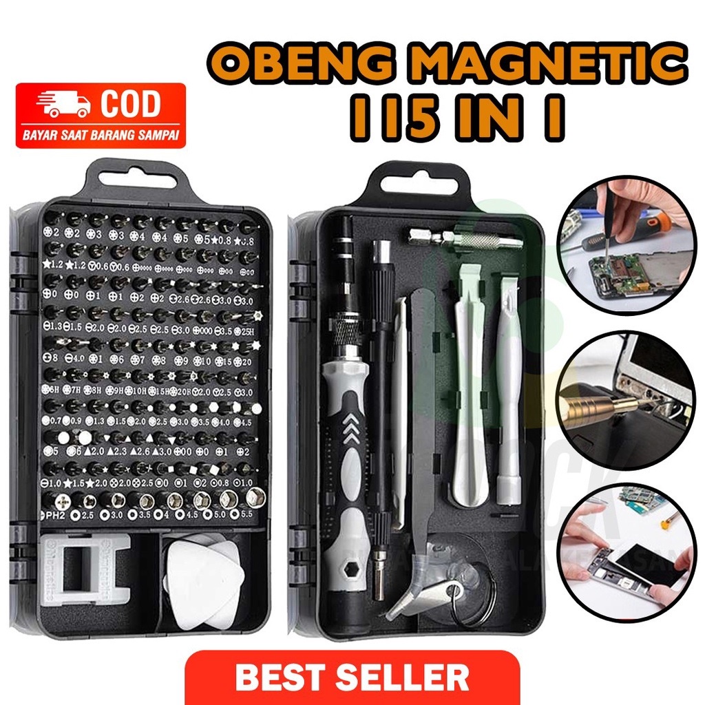 Jual Obeng HP Full Set 115 in 1 Multifungsi/ Obeng 115 in 1 HP Full Set ...
