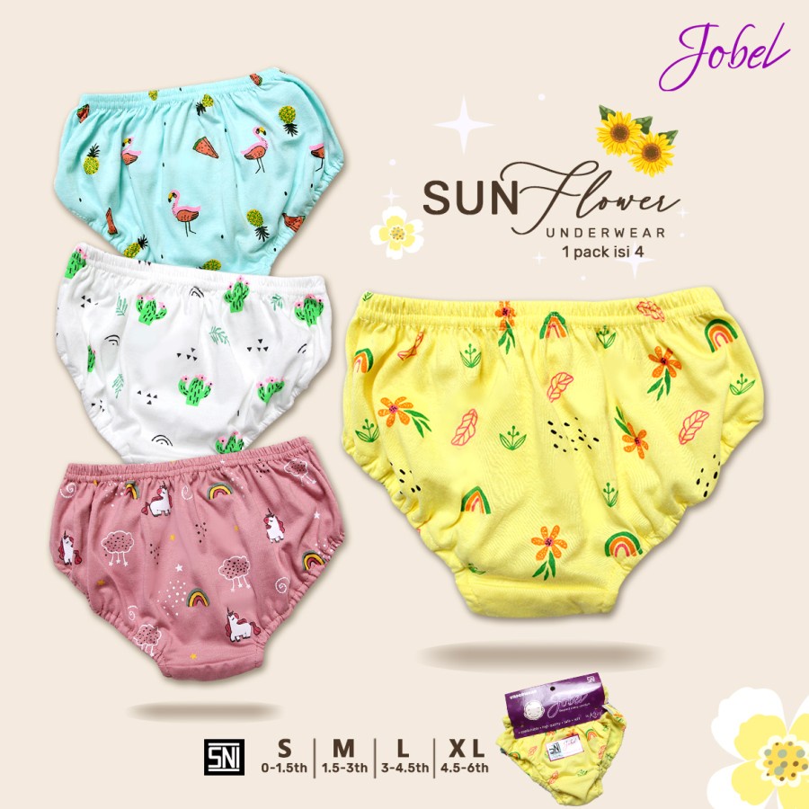 Jual KAZEL Jobel Girl Underwear - Dancing Queen/Sunflower Edition (4 Pcs) 0-6 Tahun | Shopee ...