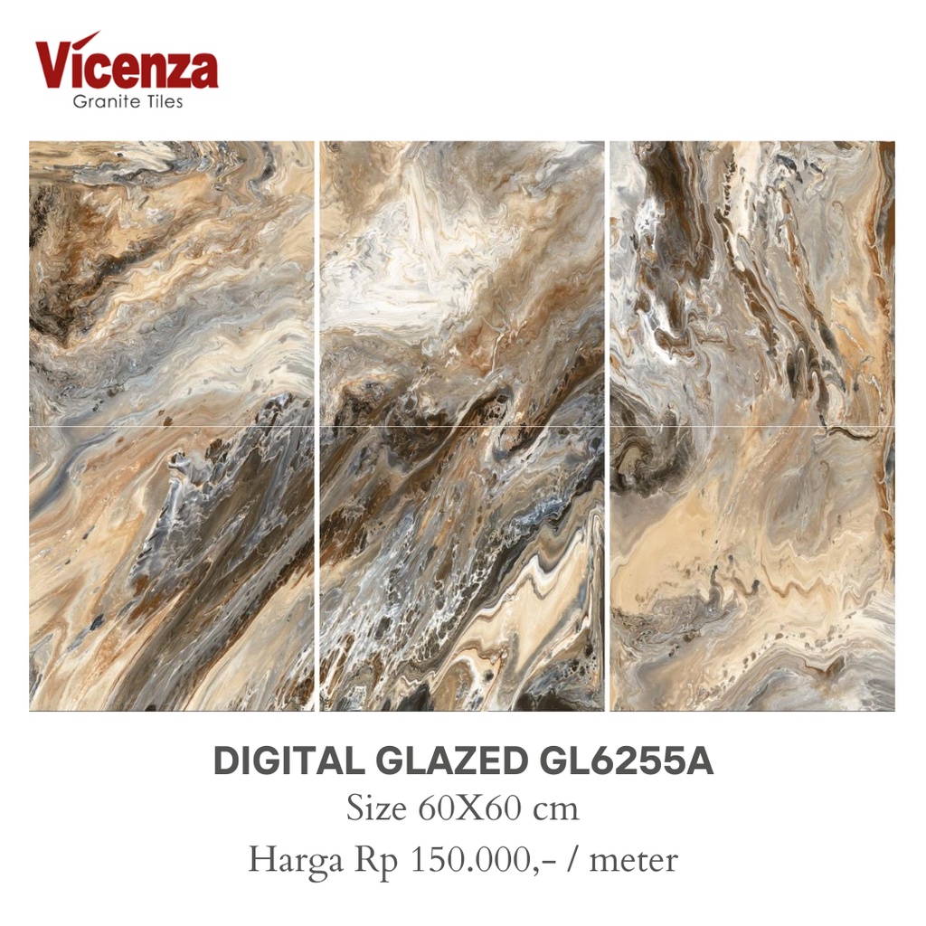Jual Granit/ Granite Tile Lantai/ Dinding 60x60cm Glazed Kilap Abstrak ...