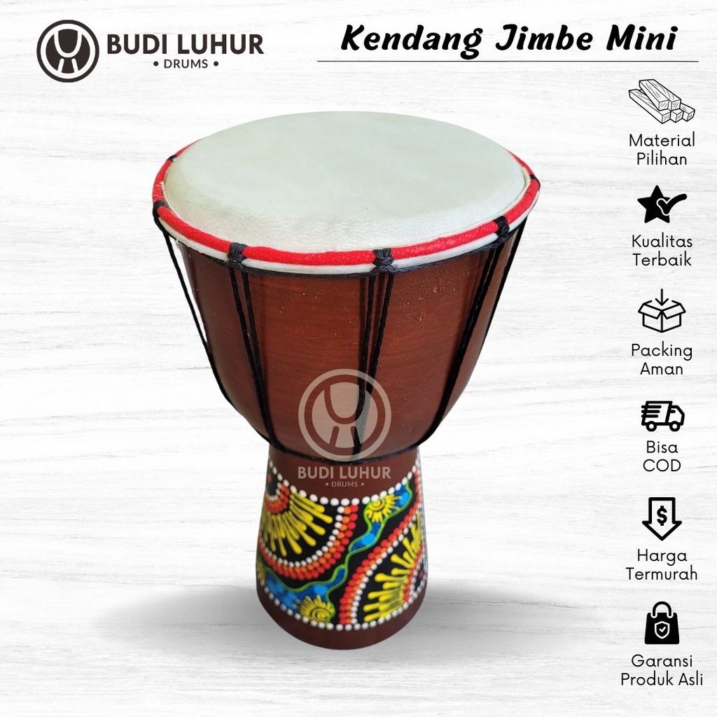 Jual Kendang Jimbe 30cm Coklat Painting Mainan Gendang Anak Kecil ...