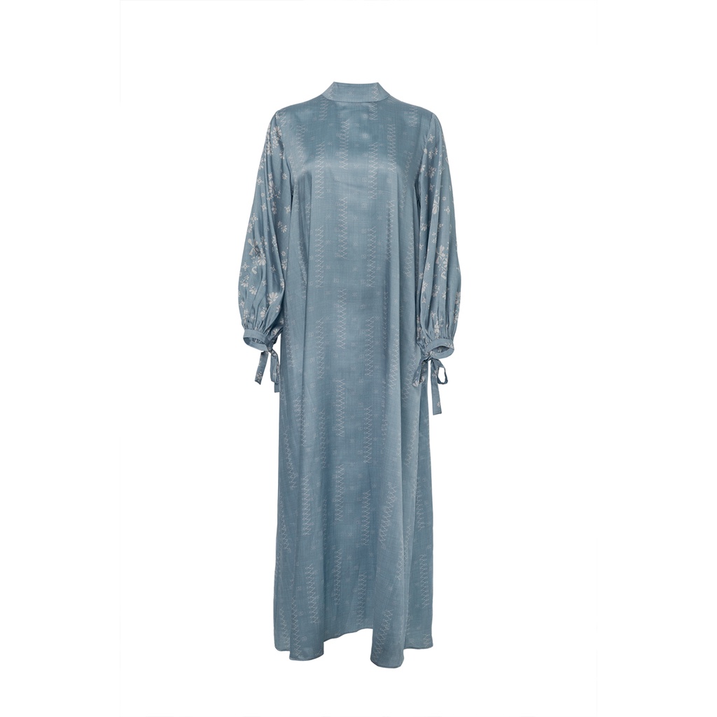 Jual Benang Jarum Khanum Back Pleated Dress - Misty Blue | Shopee Indonesia