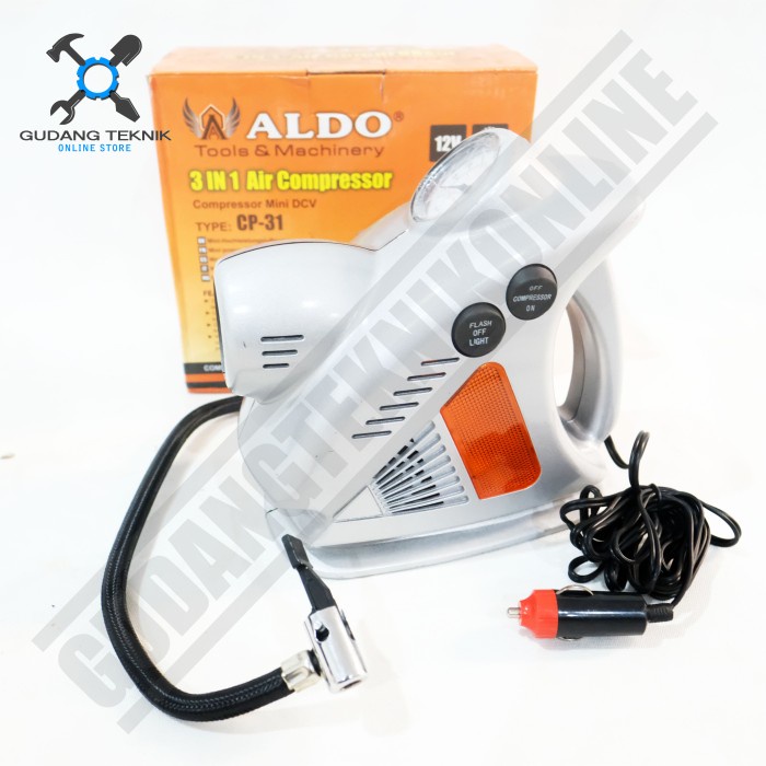 Jual Kompresor Angin Mini Portable 3in1 DC 12 Volt CP31 ALDO / Electric ...