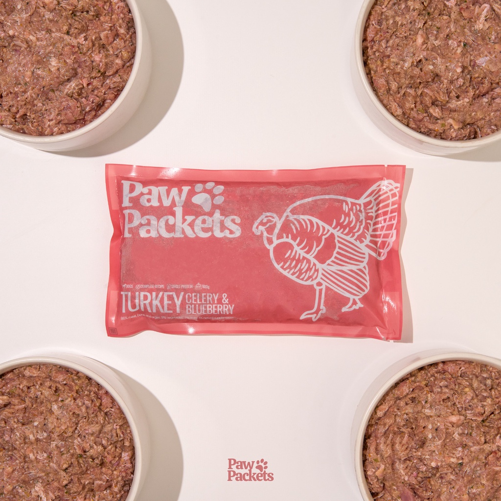 Jual Paw Packets - Turkey Complete Recipe - Raw Dog Food 500g | Shopee ...