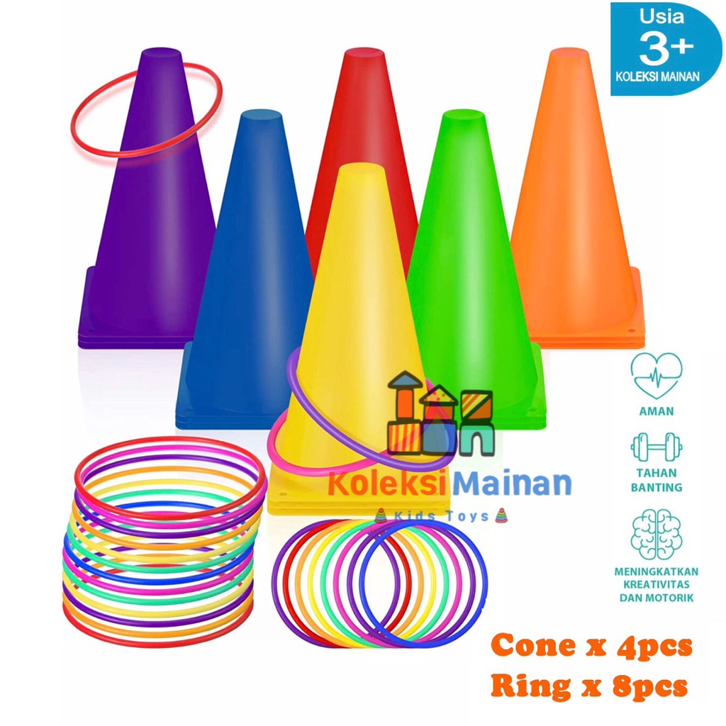 Jual Mainan anak lempar cincin kerucut cone ring throwing olahraga ...
