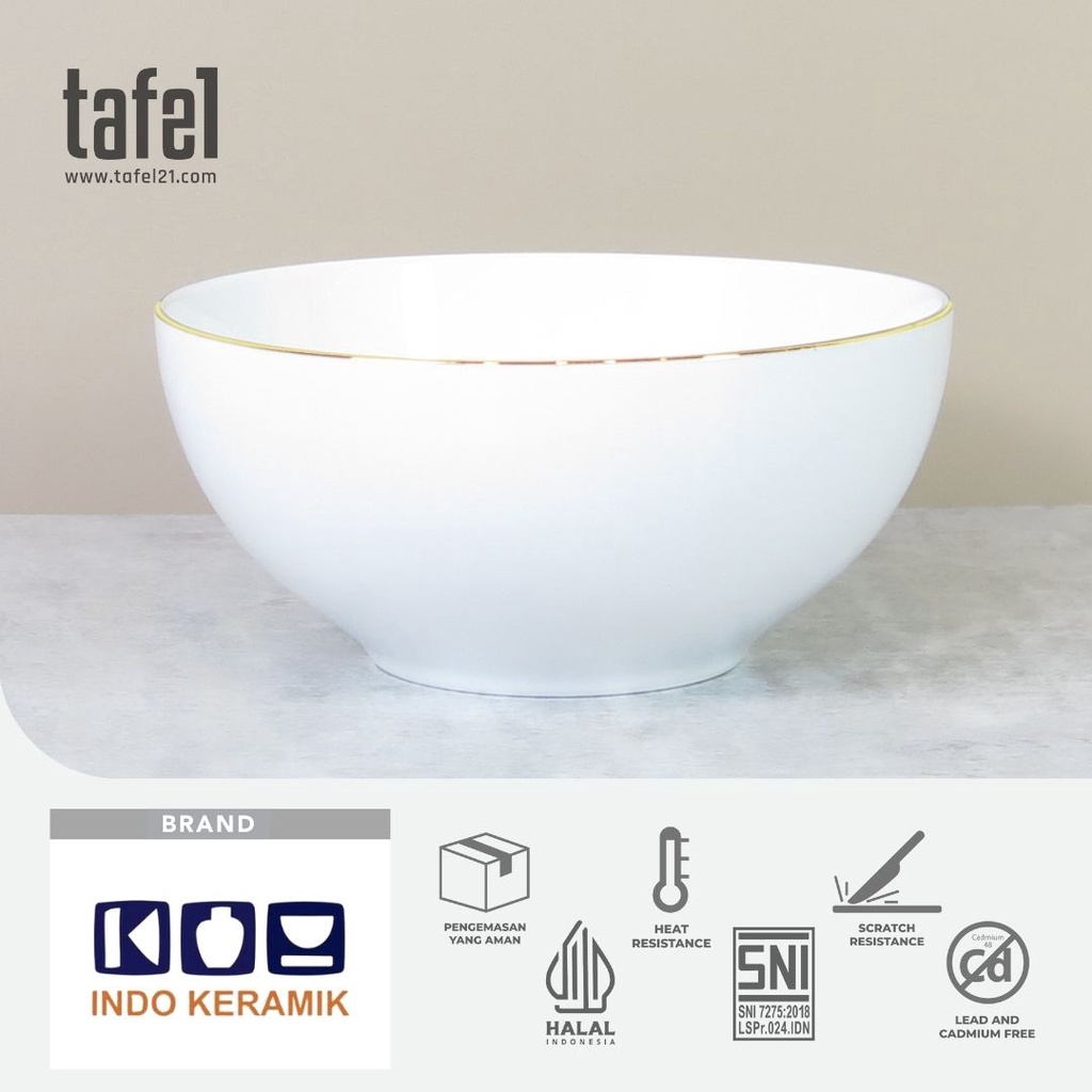 Jual INDO KERAMIK Mangkok Cereal Bowl Bulat Lis emas HORECA 16 cm ...