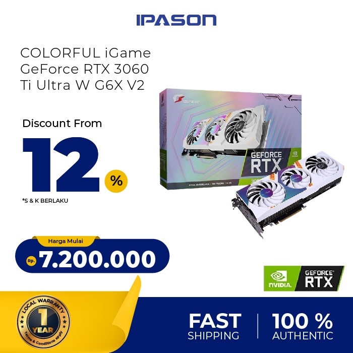 Jual VGA COLORFUL iGame GeForce RTX 3060 Ti Ultra W G6X V2-WHITE 3060Ti | Shopee Indonesia