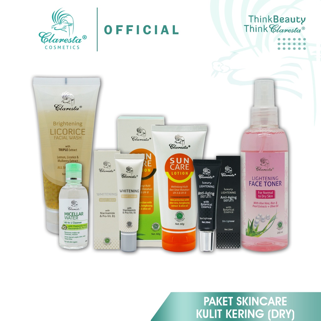 Jual Claresta Dry Facial Skin Care Package (Kulit Kering) | Shopee Indonesia