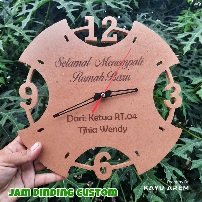 Jual Jam Dinding Kayu Minimalis Unik Custom Grafir Logo Tulisan dan ...