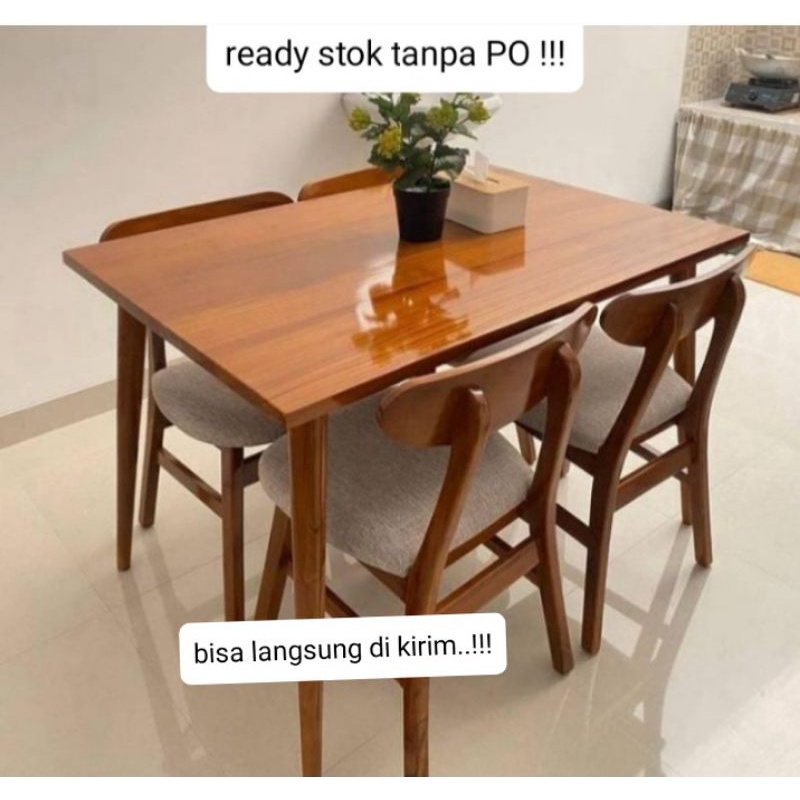 Jual Set Meja Makan kursi ropan 4 kursi kayu jati(TEBAL MEJA 3cm ...