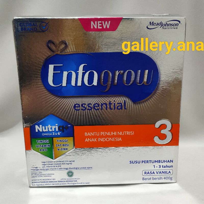 Jual Enfagrow essential 3 Rasa Vanila 400 g / Susu Pertumbuhan 1-3 ...