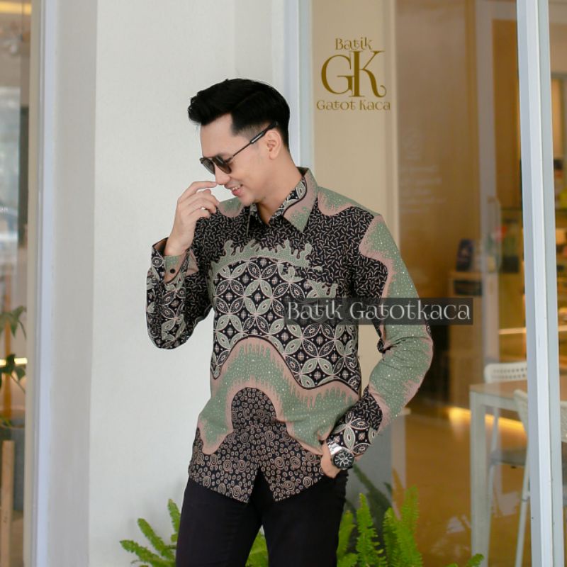 Jual SAGE GREEN. kemeja batik solo pria lengan panjang full furing ...