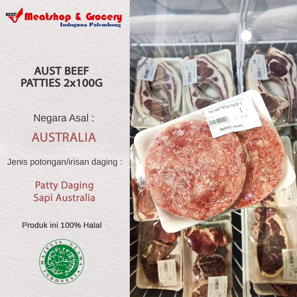 Jual Aust Beef Patties 2x100 Gram | Patti Daging Sapi 100% Halal ...