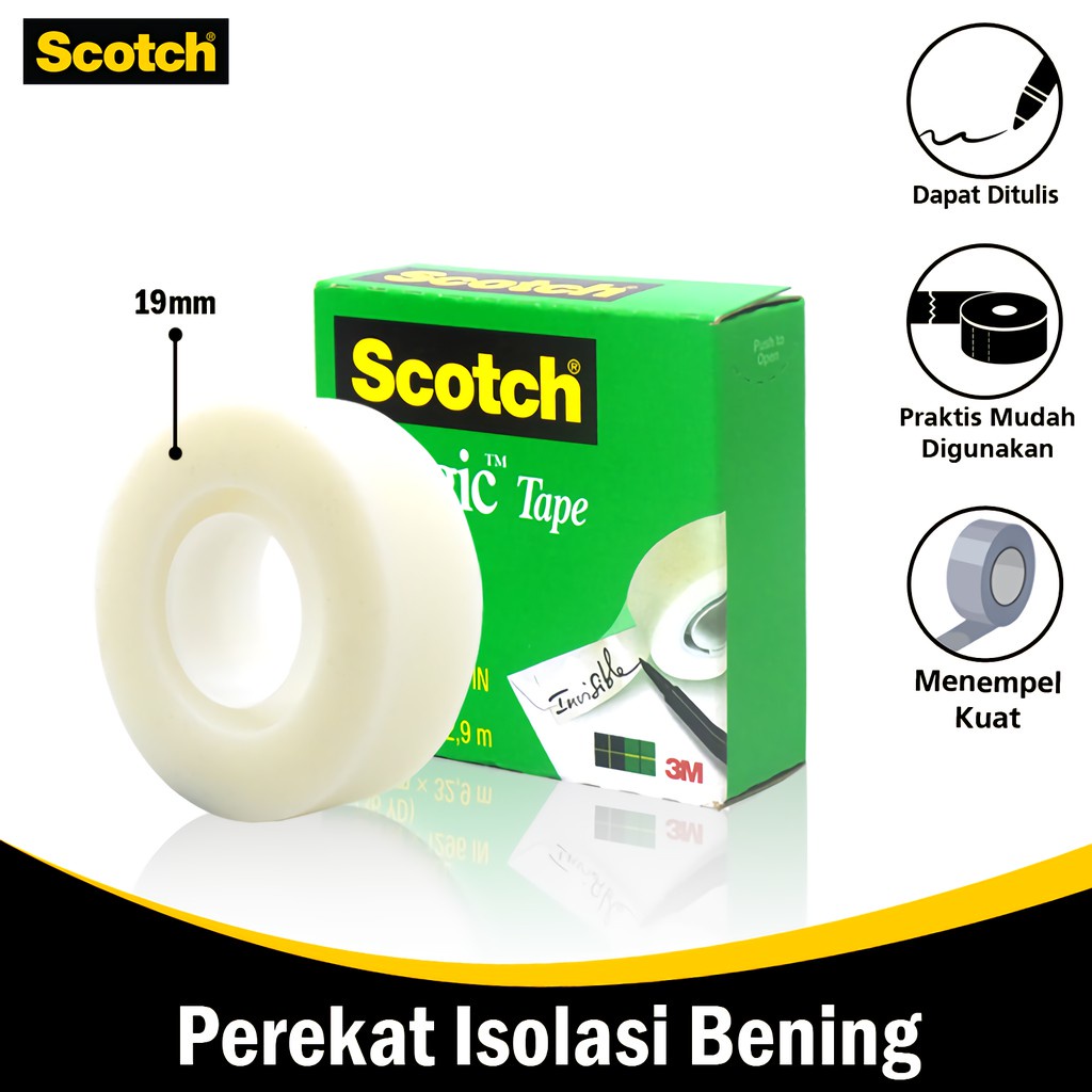 Jual 3M Scotch Perekat Isolasi / Selotip Transparan 19 Mm X 32.9 M ...