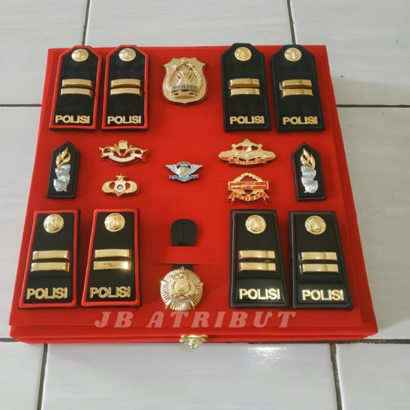 Jual pangkat polisi iptu PDH PDU sepaket set box custom | Shopee Indonesia