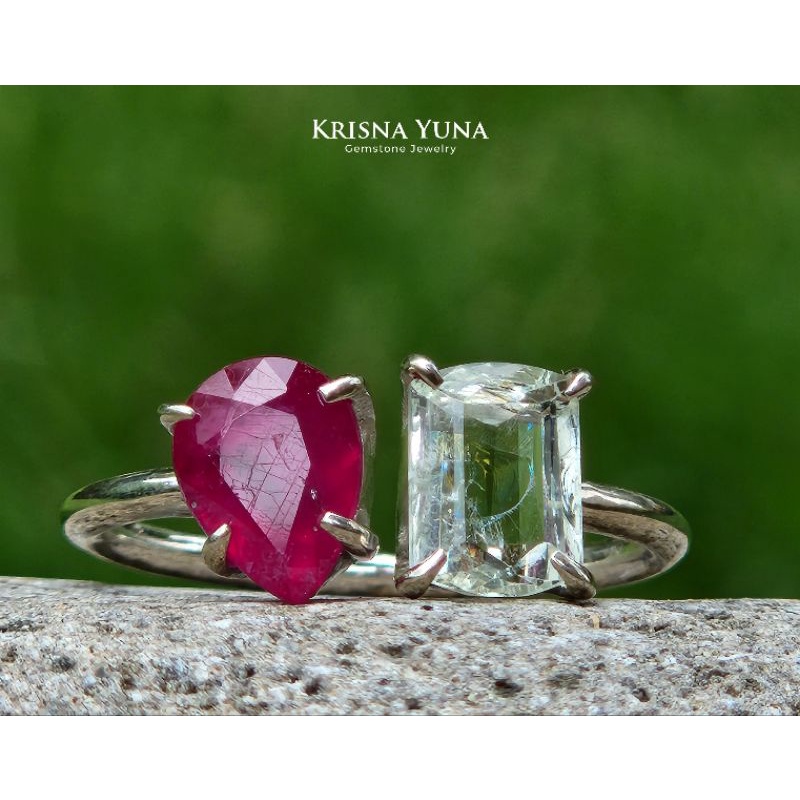 Jual Natural Ruby & Goshenite Ring | Shopee Indonesia