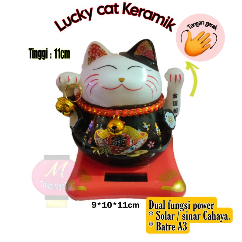 Jual Kucing hoki solar keramik 11cm lucky cat manekineiko | Shopee ...