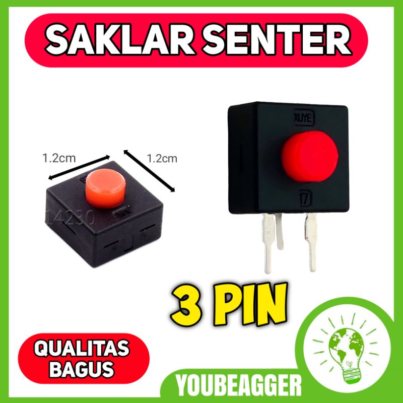 Jual Saklar senter Switch on off 3 kaki 3 mode 12x12 mm | Shopee Indonesia
