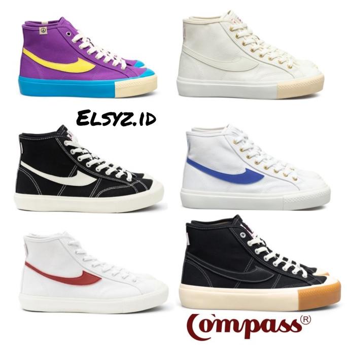 Jual Sepatu Compass Gazelle High Black White | Shopee Indonesia
