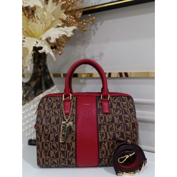 Jual tas Bonia Speedy L Lis merah original | Shopee Indonesia