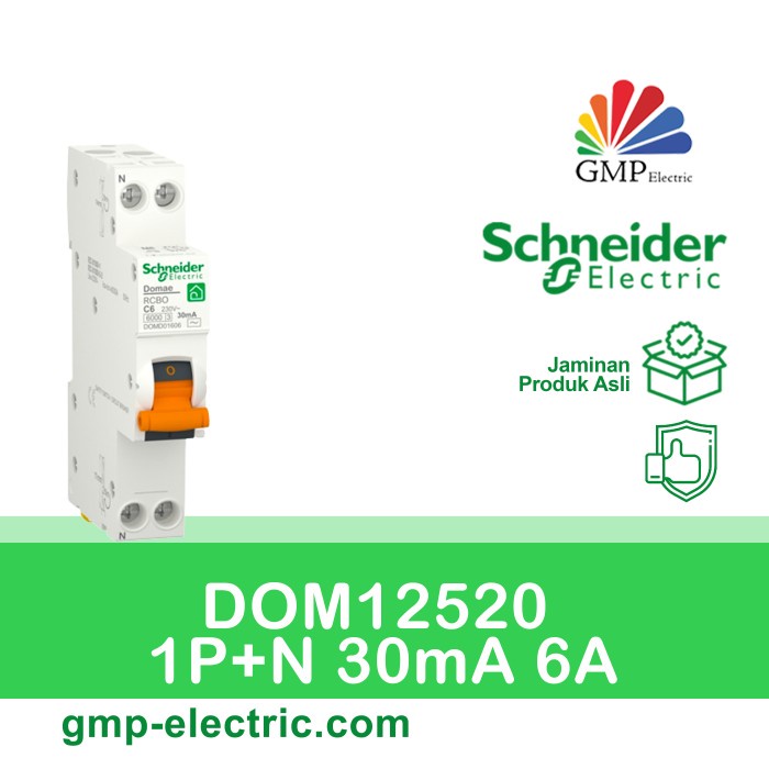 Jual RCBO Slim Domae Schneider 1P+N 30mA 6A (DOM12520) | Shopee Indonesia