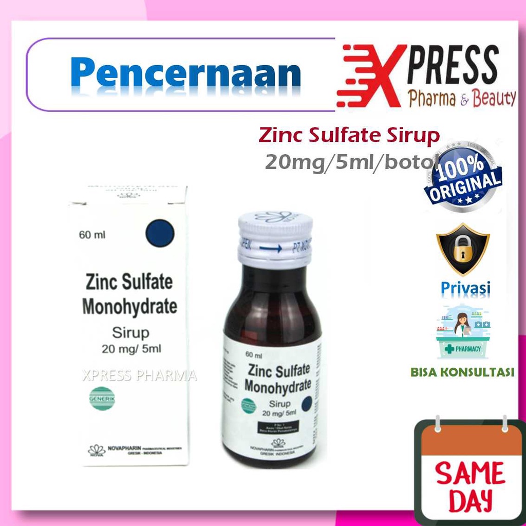 Jual XPRESS ! Zinc Sirup 60ml Obat Diare Syrup Botol Zink Sulfate ...