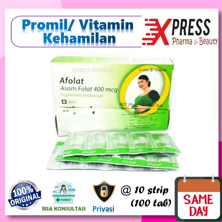 Jual XPRESS ! AFOLAT DUS Asam Folat Tablet Vitamin Kehamilan / 400 mcg ...