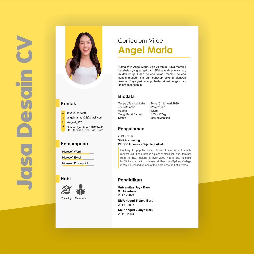 Jual CV E05 | Jasa Pembuatan CV , Desain CV , Curriculum Vitae , Custom CV , Design CV , Resume ...