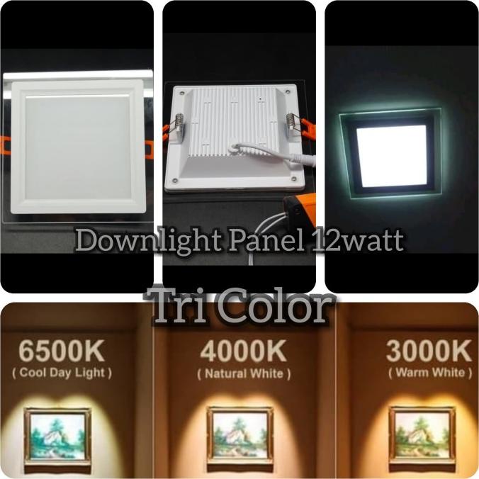 Jual Lampu Panel LED List kaca 12 watt tri color downlight Inbow kotak ...