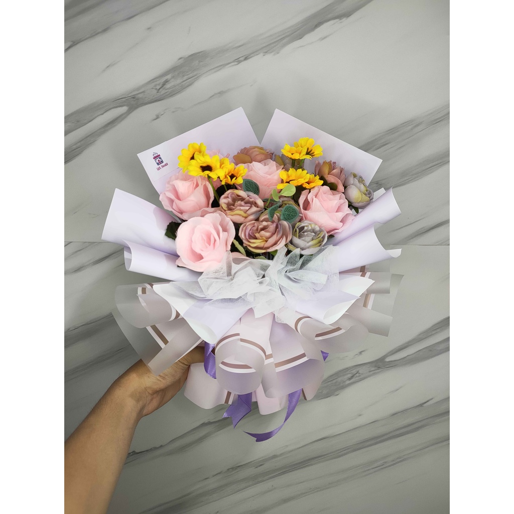 Jual Buket Bunga/Buket Flower/Buket Wisuda/Free Kartu Ucapan&Paper-Bag ...