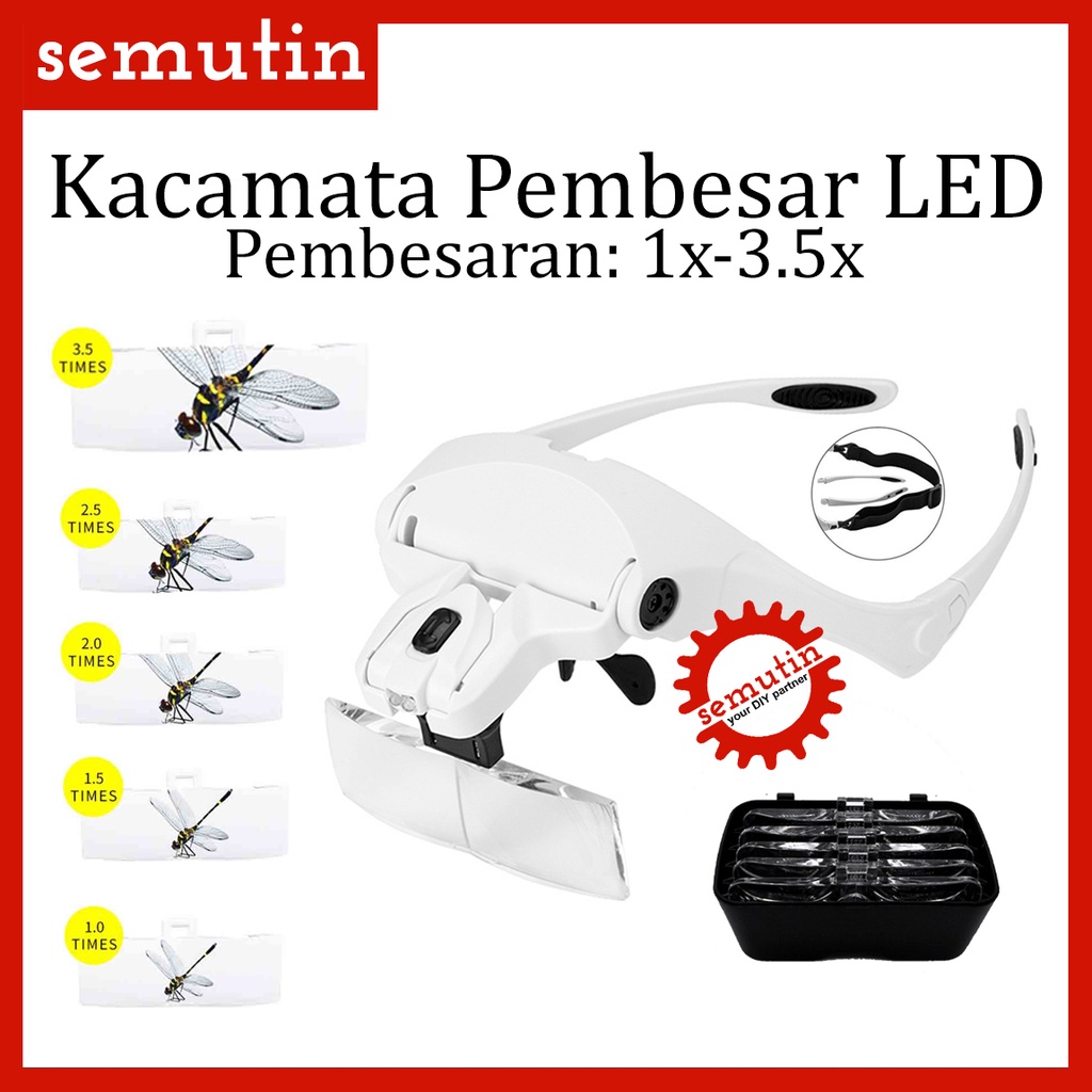 Jual Kacamata Pembesar LED 1x-3.5x AG29 / Lampu Reparasi Servis Service ...