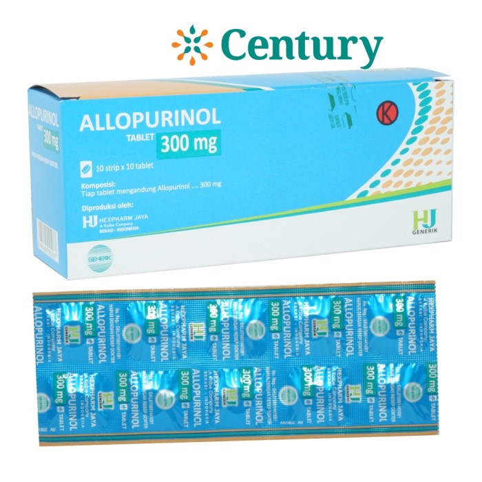 Jual ALLUPURINOL 300 MG 1 STRIP ISI 10 TABLET / ASAM URAT / GOUT / OBAT ...