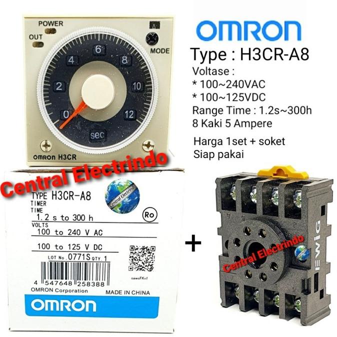 Jual TIMER OMRON H3CR- A8 220VAc + SOCKET. | Shopee Indonesia