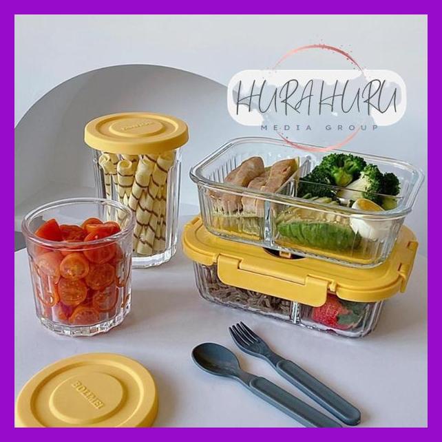 Jual Drink Glass Lunch Box Transparent Microwave Safe Breakfast Coffee ...