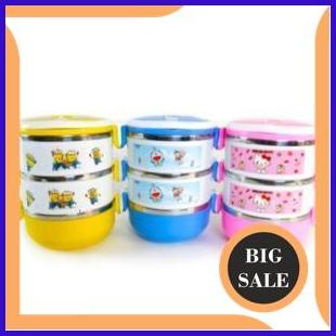 Jual Lunch Box Rantang Makanan Bulat Stainless Susun 3 Karakter Z804Z3 ...