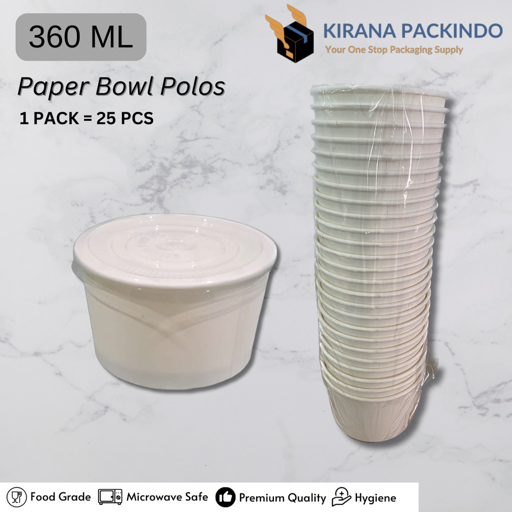 Jual Paper Bowl Polos / Mangkok Kertas / Rice Bowl 360ml 500ml - 25pcs ...