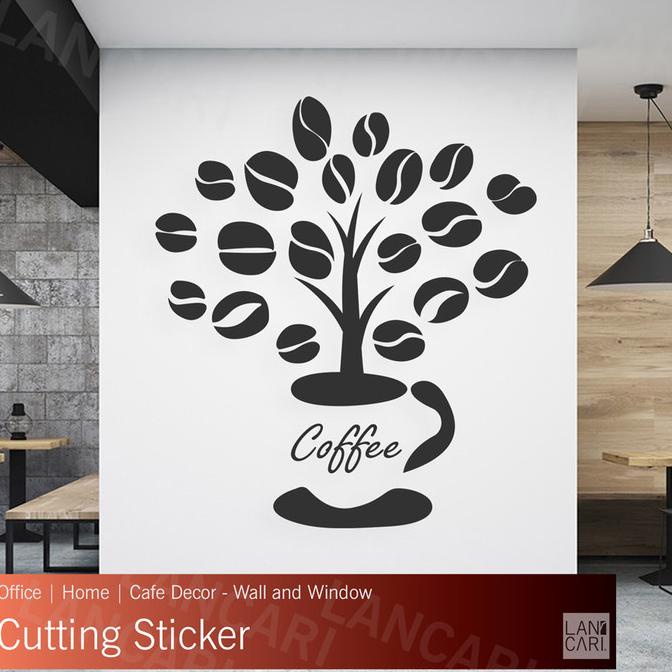 Jual Sticker Cutting Coffee dinding kaca Quotes Cafe Pohon Kopi Stiker ...