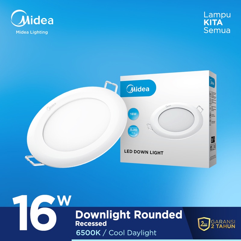 Jual Midea Lampu Downlight Led 16 Watt Putih 6500K Cool Day Light | Shopee Indonesia