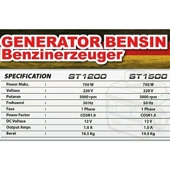 Jual Genset Starke St 1200 750Watt/Generator Bensin 2 TAK ST 1200 ...