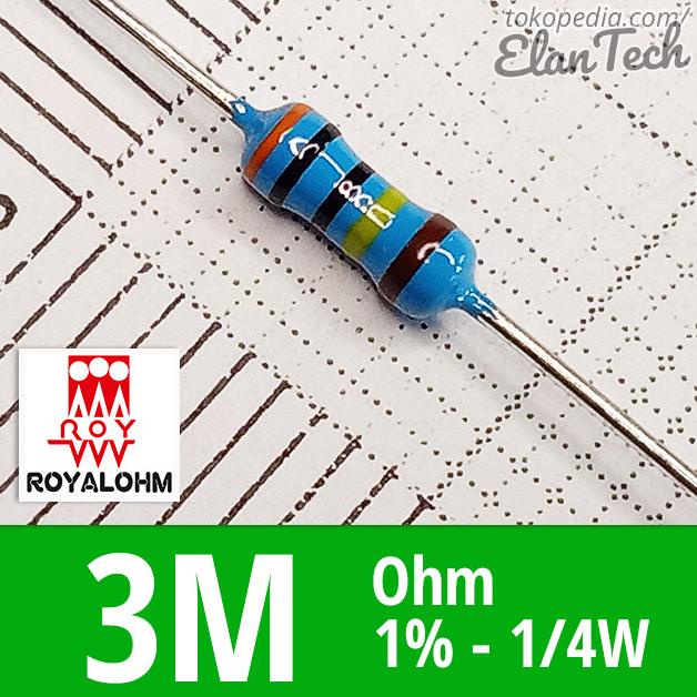 Jual 3M Resistor 1/4W 1% RoyalOhm Taiwan 3 Mega Ohm 0.25W 1/4 Watt ...