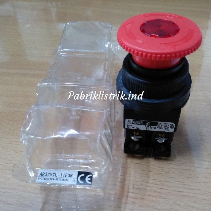 Jual emergency reset button with lamp 30 mm AR30V2L AR30VOL AR30V0L ...