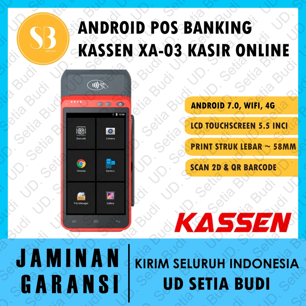 Jual Android POS Banking Kassen XA-03 Thermal Printer Barcode Scanner ...