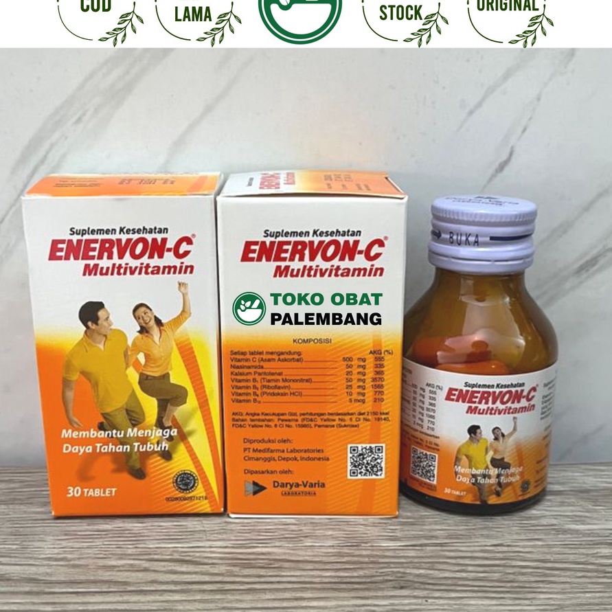Jual Terbaru ENERVON C BOTOL ISI 30 TABLET ENERON-C MULTIVITAMIN DAYA ...