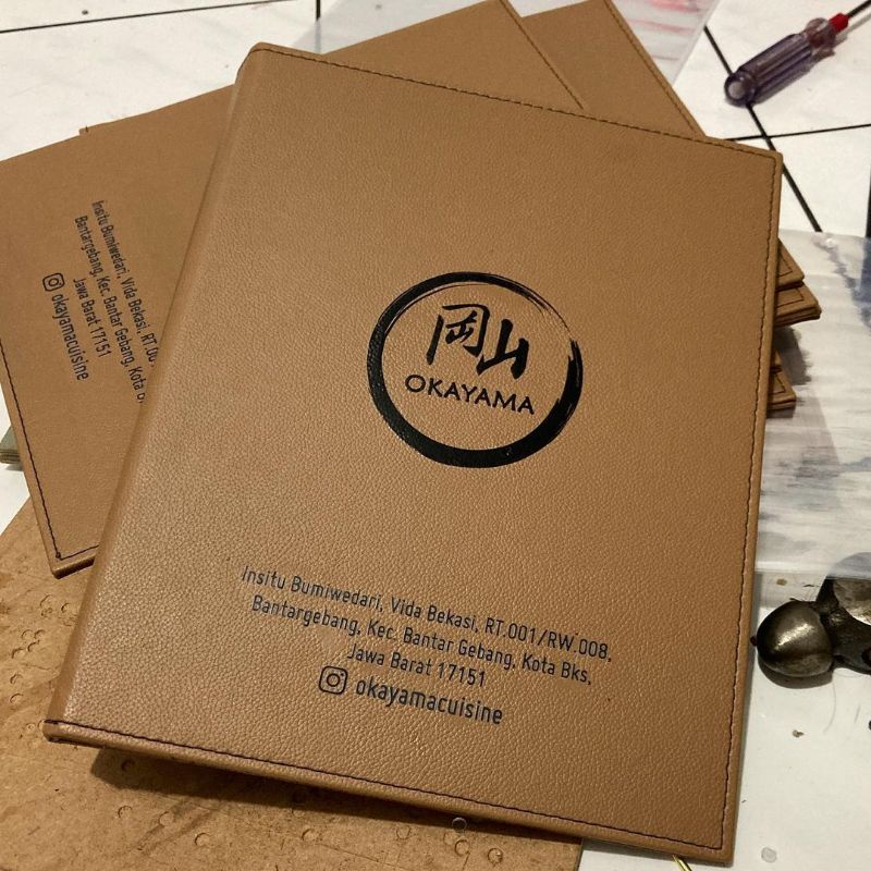 Jual Cover Menu A4 Dibaut - Logo Diprint Kulit - Cafe Resto Hotel Dll ...