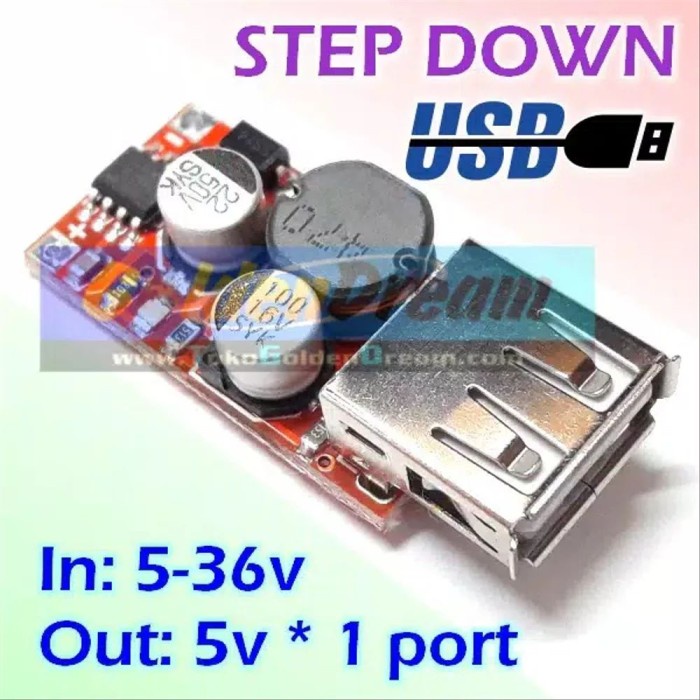 Jual Modul Step Down USB 1 Slot in 5-36V out 5V 3A DC Charger Solar ...